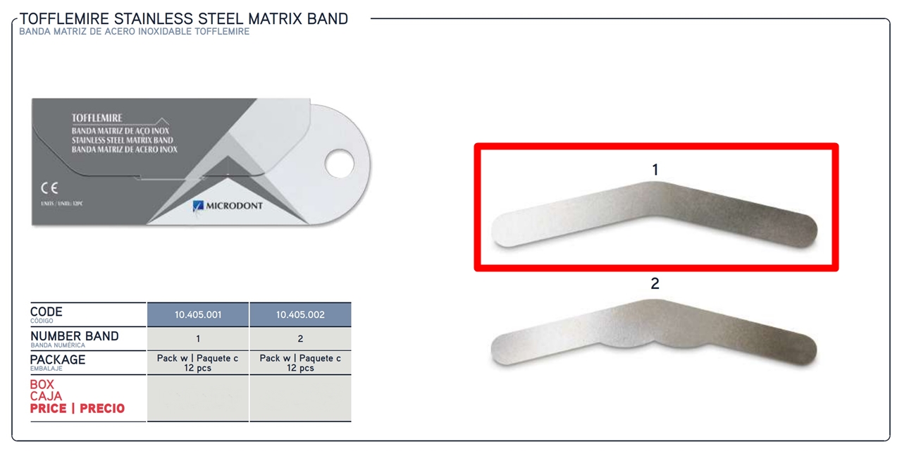 Matrica - Tofflemire - acél - 12db/doboz - Microdont - 1-es | Netdent.hu